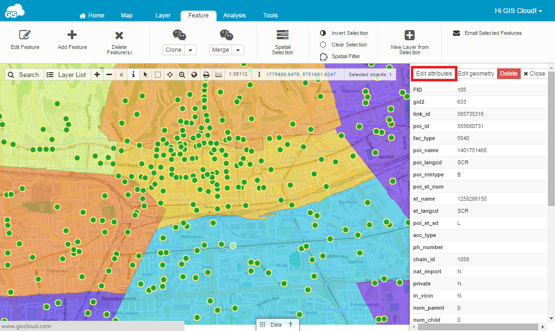 Edit Attribute Data Gis Cloud User Manual