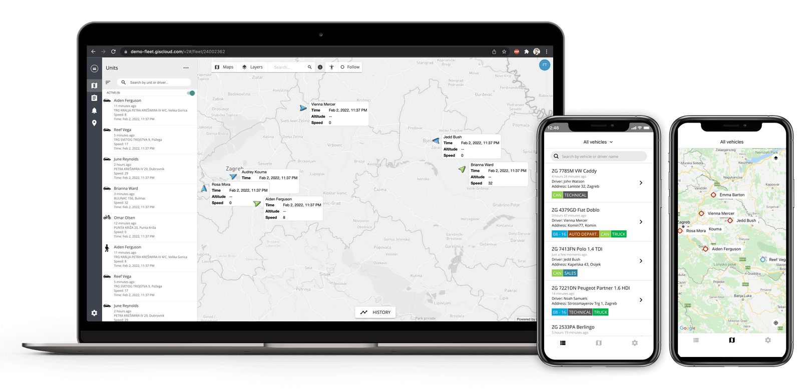 GIS Cloud Track - Tracking fleet, people, and assets