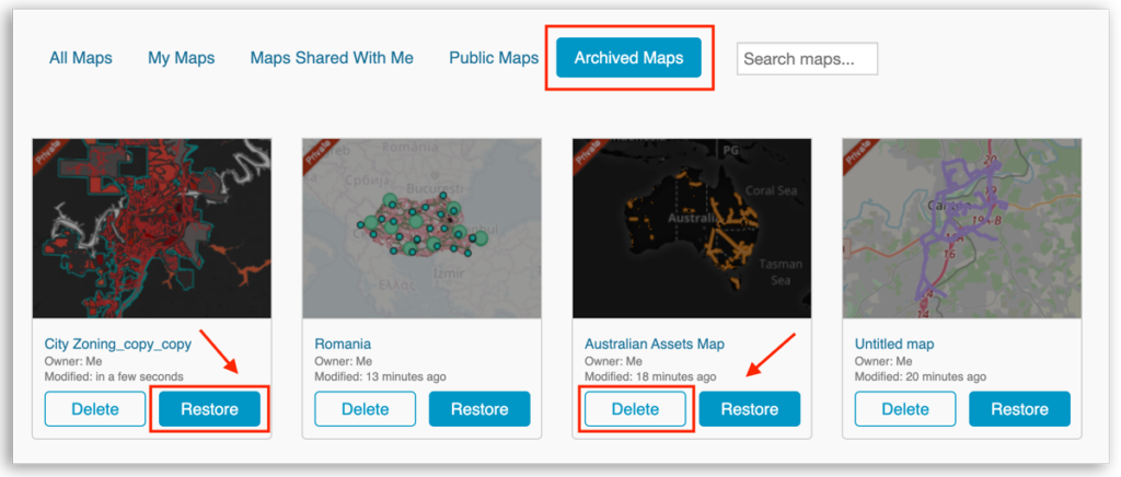 Archive and Restore Maps in GIS Cloud! | GIS Cloud