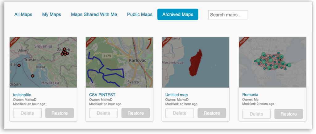 Archive and Restore Maps in GIS Cloud! | GIS Cloud