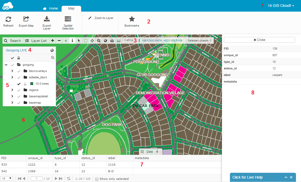 Main User Interface | GIS Cloud User Manual Main User Interface | GIS Cloud User Manual