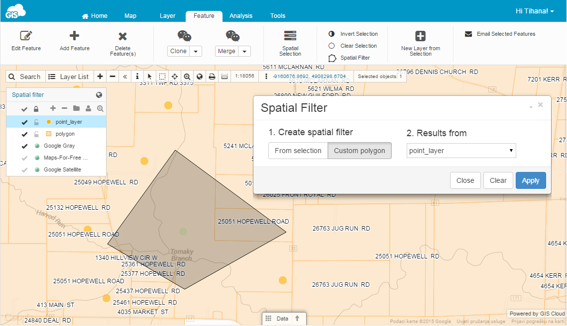 Spatial Filter Gis Cloud User Manual