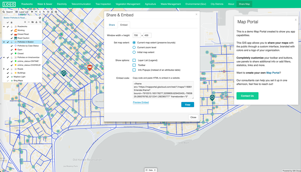 Share And Embed Maps From Your Custom Map Portal Gis Cloud